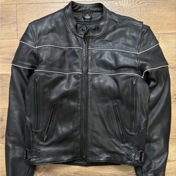 Genuine Leather YKK | Jackets & Coats | Mens Black Leather Bomber ...
